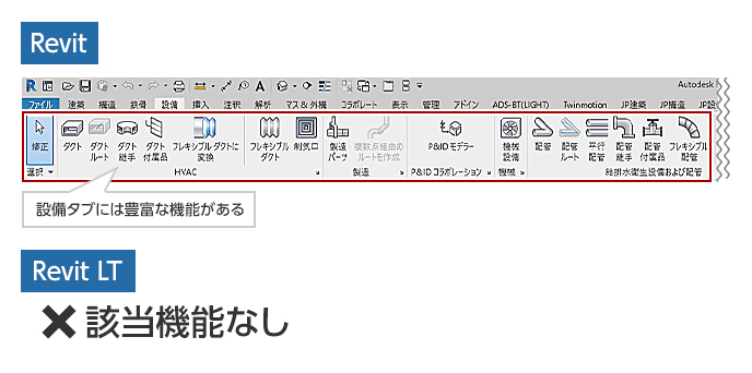 【Autodesk RevitとRevit LTの違い】Revitの設備機能と構造機能｜Autodesk コンシェルジュセンター｜CAD ...